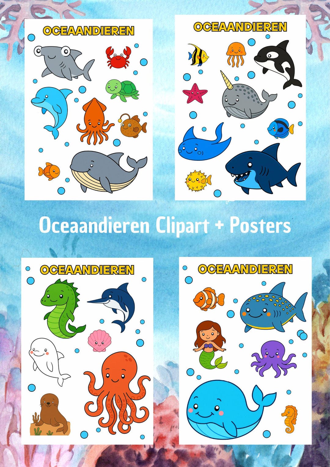 Printable Ocean Animals Poster | Ocean Animals Printable | Cute Sea ...