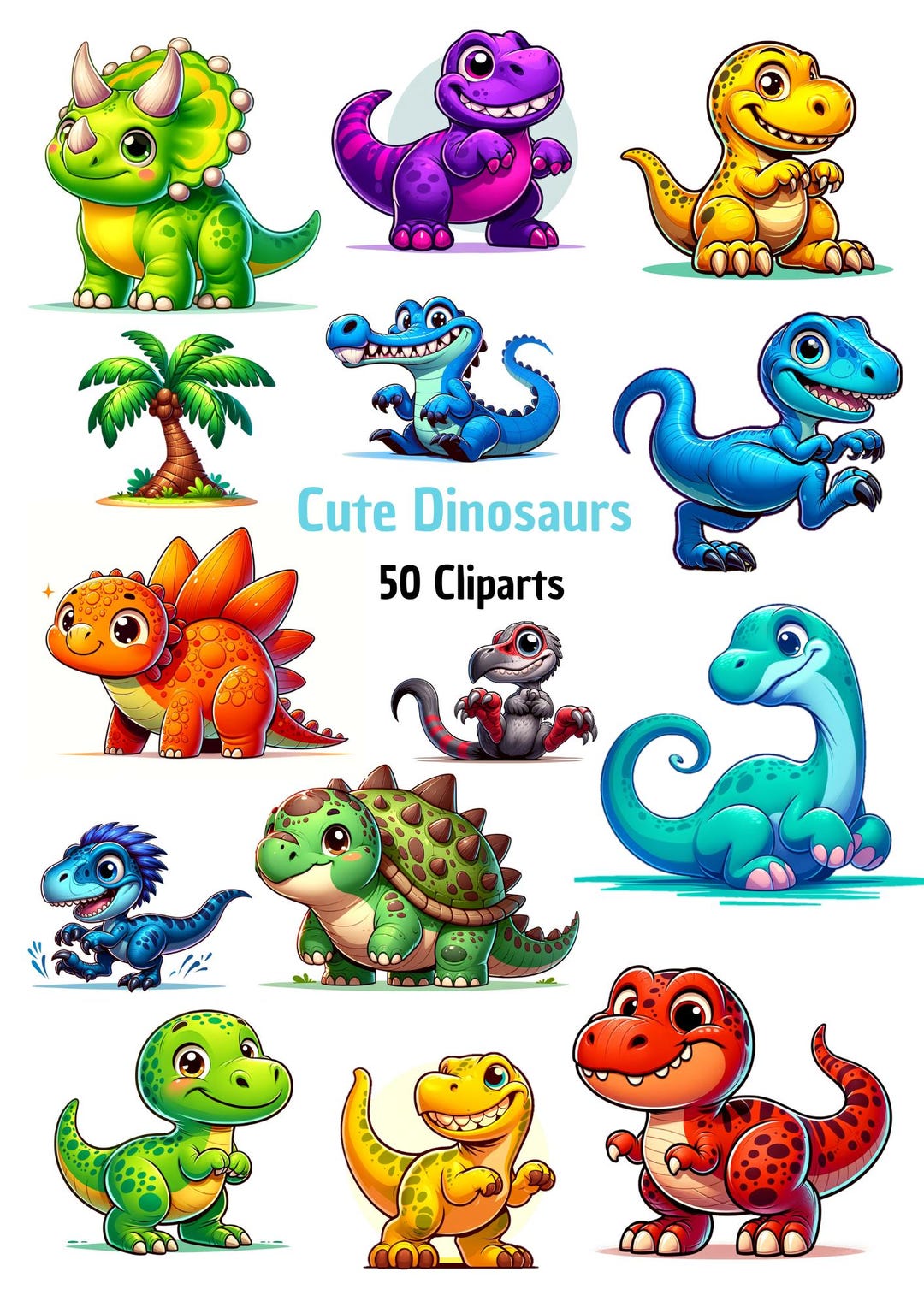 50 Cute Dinosaur Clipart Images – Fun & Colorful Dino Pngs for Kids ...