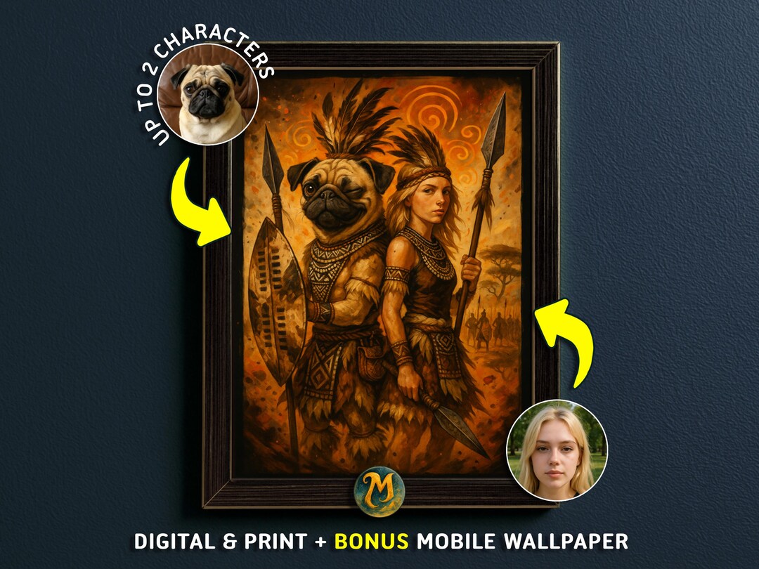 Custom Zulu Warrior Pet Portrait – Digital Download + A3 Printed Poster ...