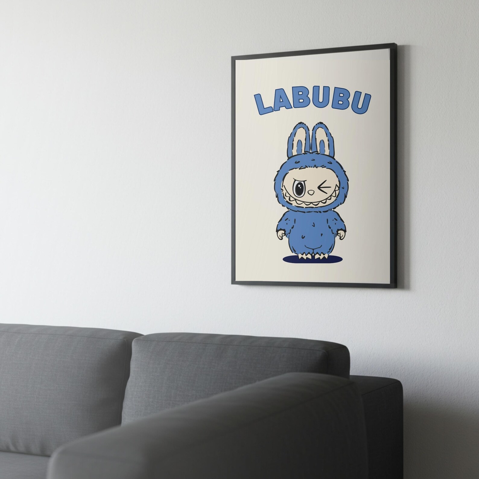 Labubu Poster, Blue Labubu Vectoral Wall Art, Whimsical Labubu Picture ...