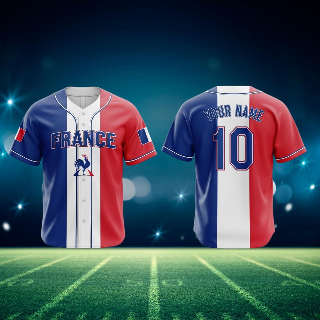 Custom France Baseball Jersey With Name and Number, French Flag Sports ...