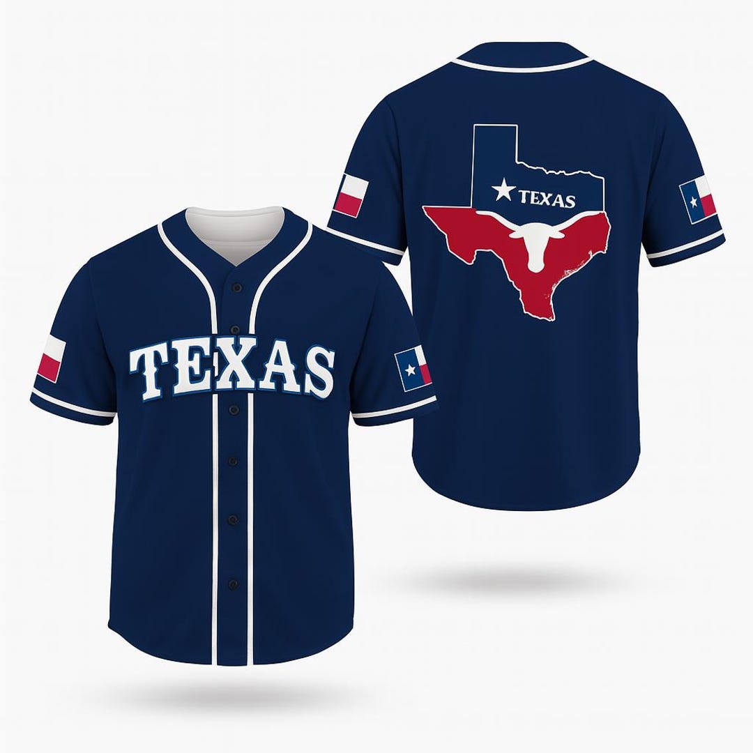 Texas Baseball Jersey – 3D Longhorn & State Map Tee - Etsy