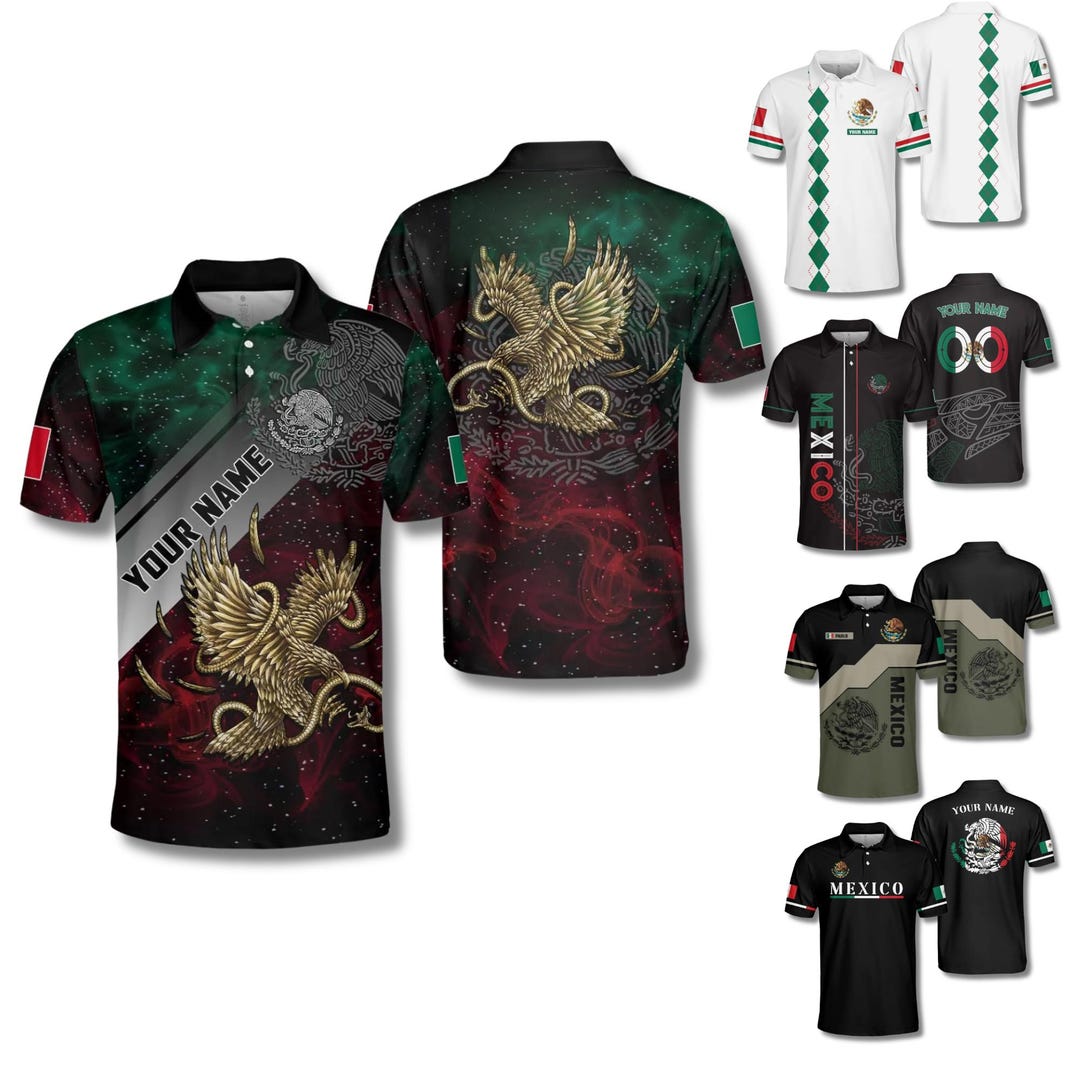 Mexico 3D Polo Shirt Personalized Name, Eagle Flag Graphic, All Over ...