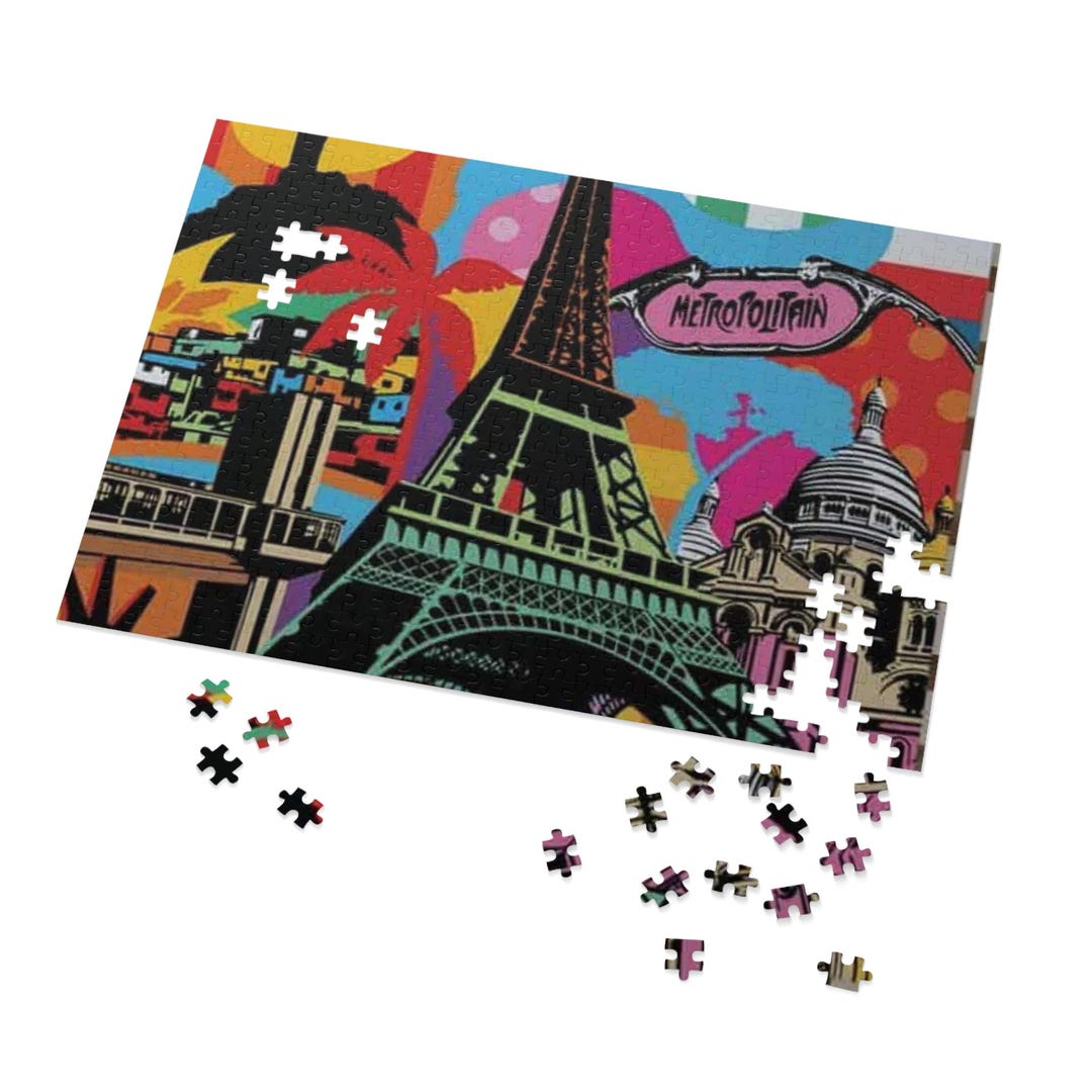 Paris Pop Art Eiffel Tower Jigsaw Puzzle With Tin - Etsy