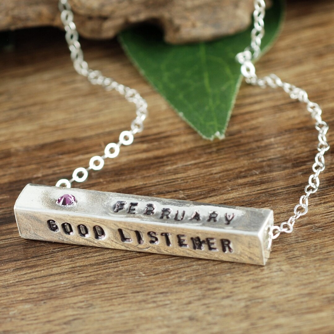 Birthstone Bar Necklace, 4 Sided Bar Necklace, Inspiration Necklace ...