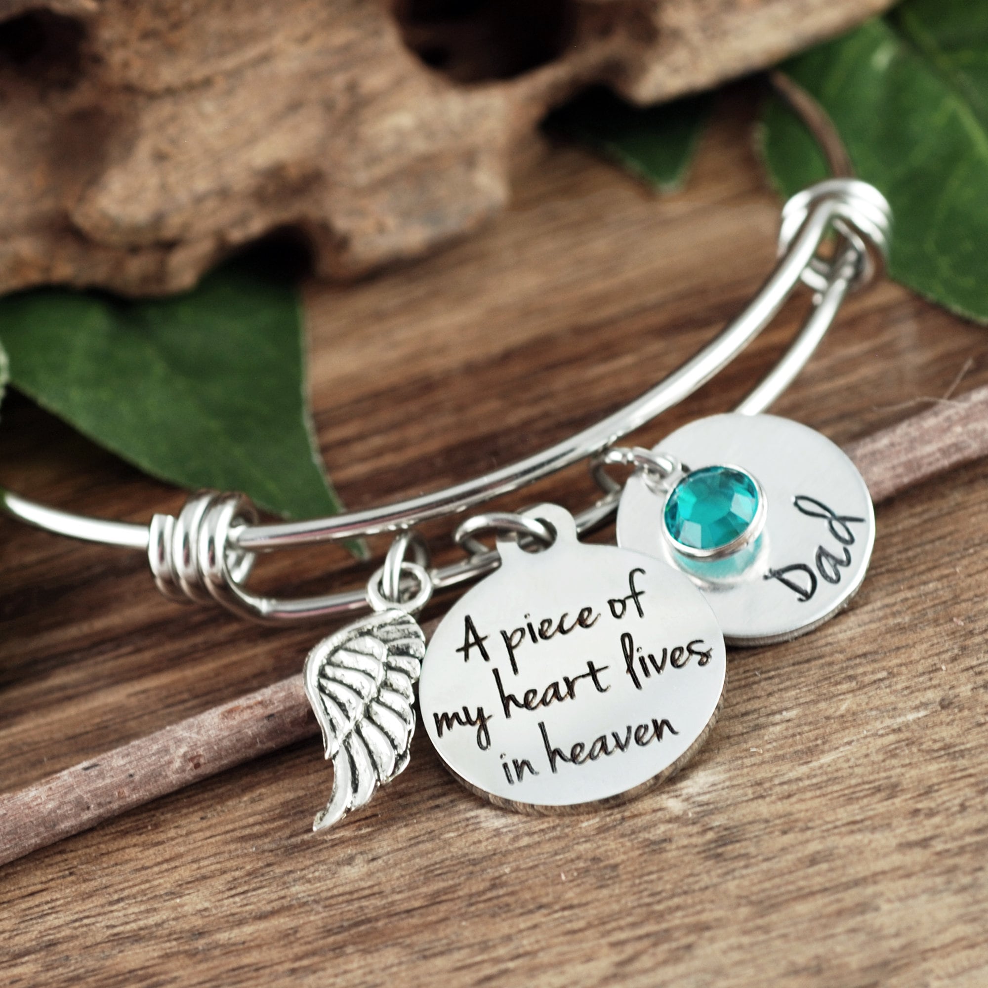 Personalized Memorial Bracelet A piece of my heart lives in | Etsy