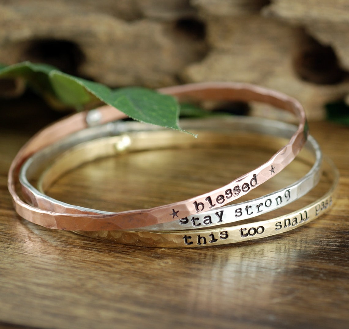 Inspirational Gift Custom Quote Bracelet Motivational Bangle - Etsy