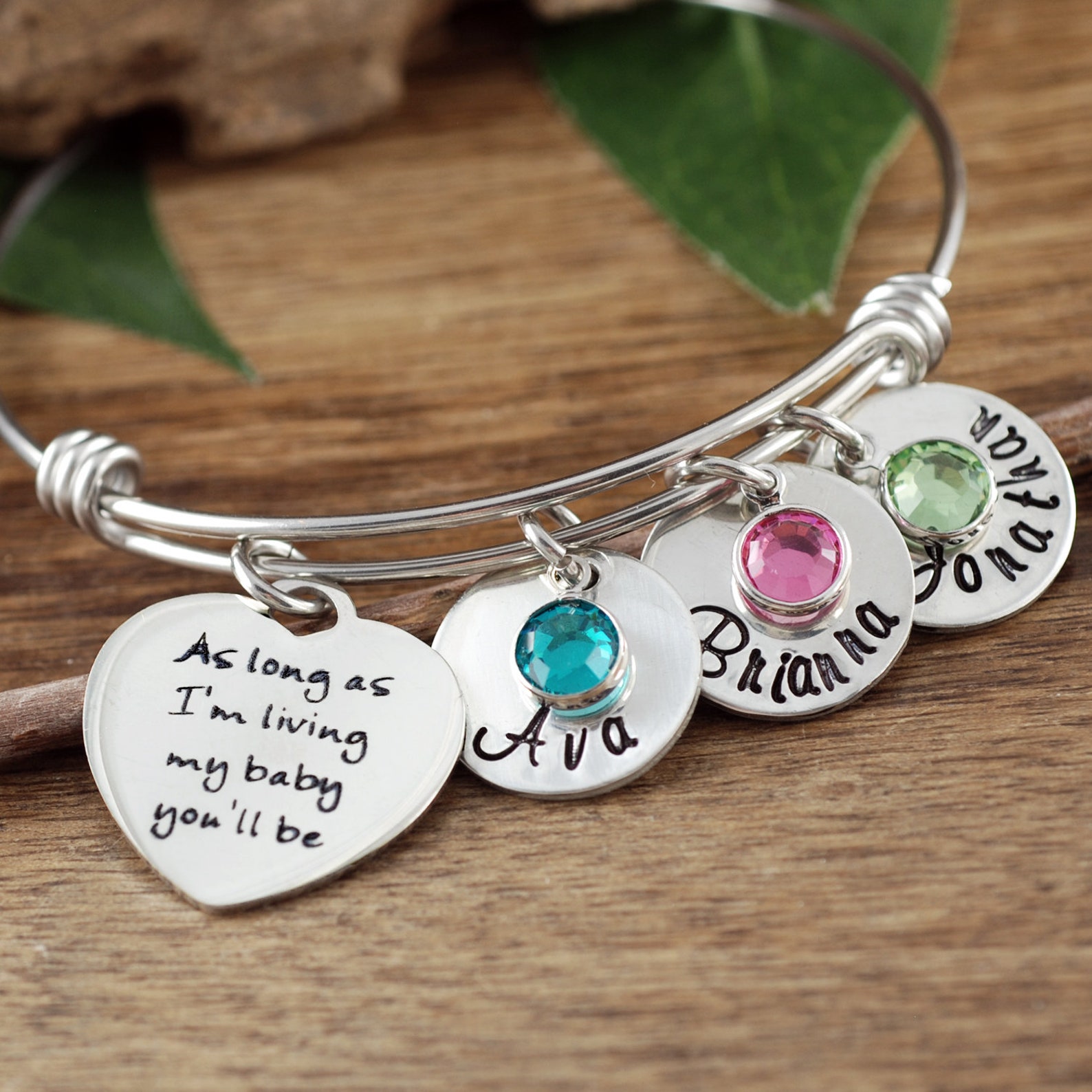 Personalized Mom Bracelet Mother's Bangle Bracelet Gift - Etsy