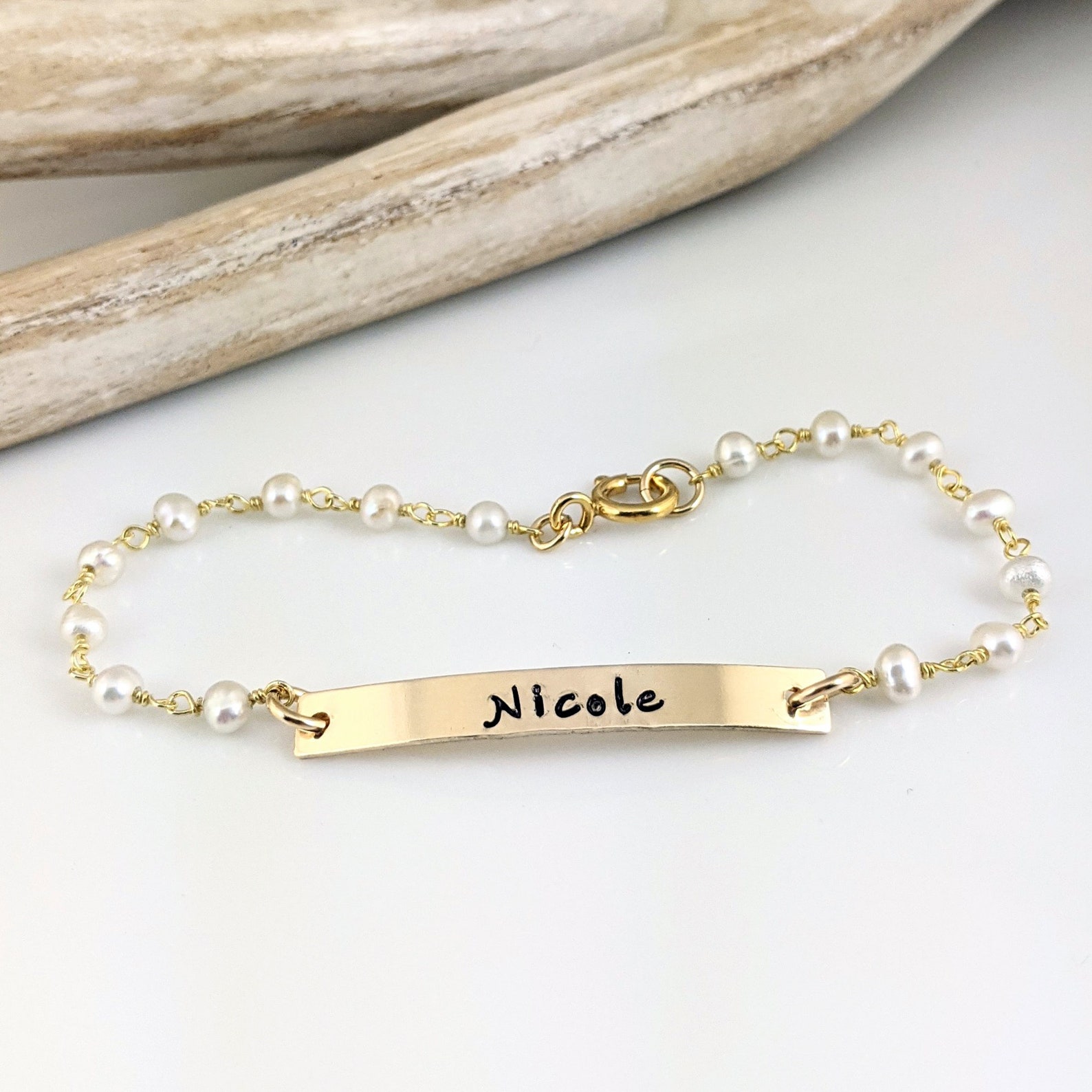 Personalized Bracelet Engraved Bar Bracelets Stacking - Etsy