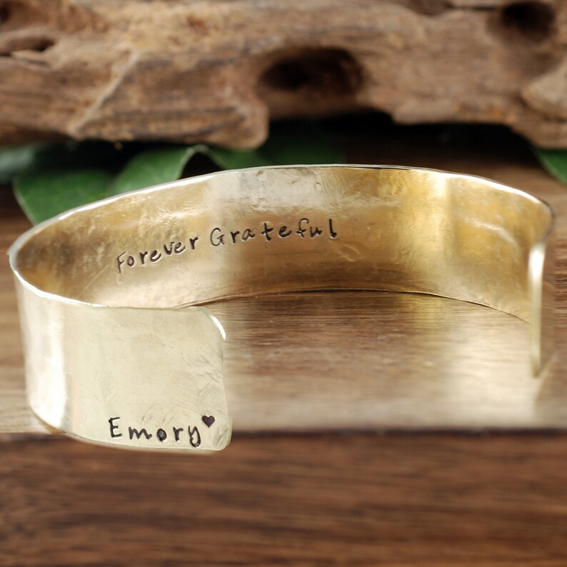Personalized Cuff Bracelet Forever Grateful Custom Bracelet | Etsy