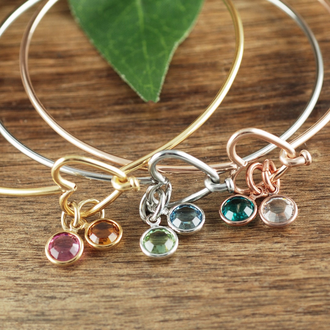 Heart Bangle Bracelet, Valentine's Day, Gift for Her, Personalized ...