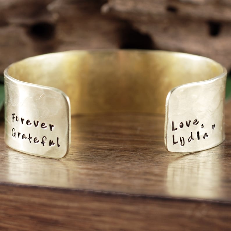Personalized Cuff Bracelet Forever Grateful Custom Bracelet | Etsy