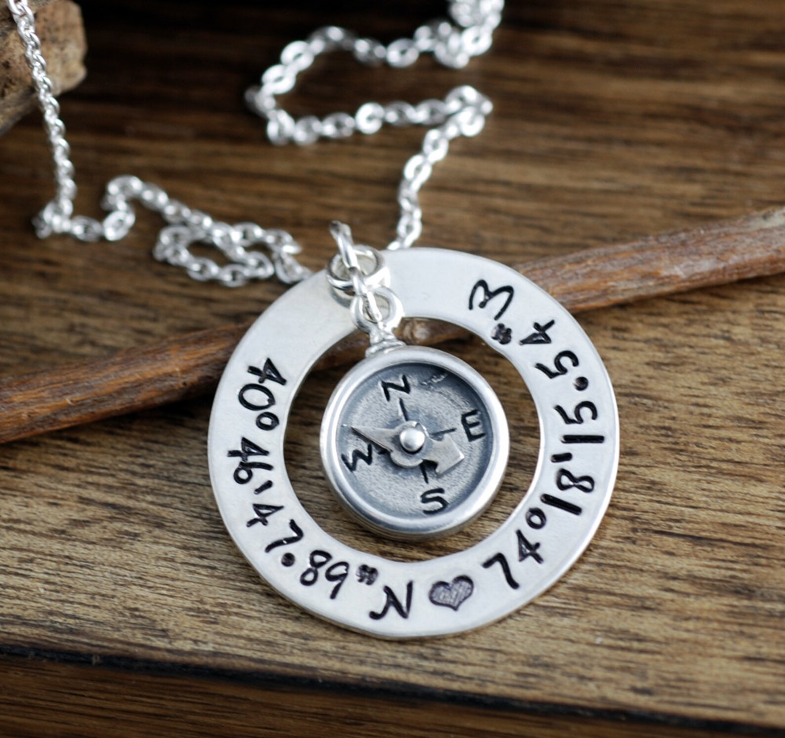 Sterling Silver Coordinate Necklace Location Necklace | Etsy