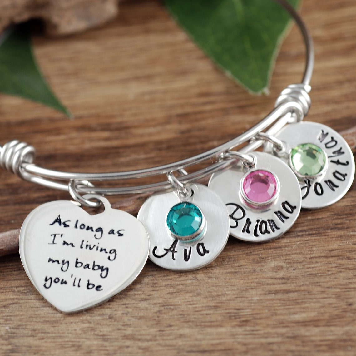 Personalized Mom Bracelet Mother's Bangle Bracelet Gift - Etsy