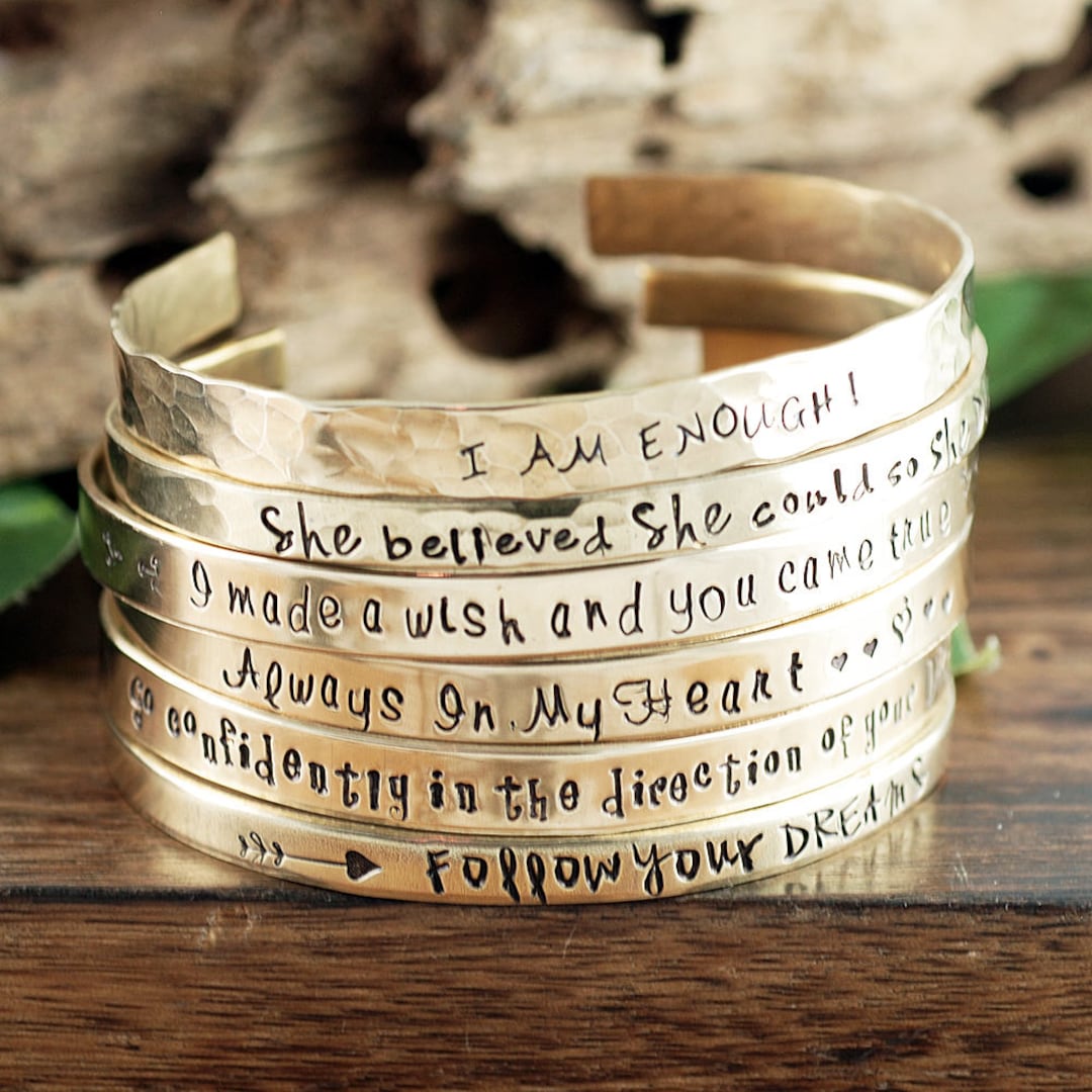 Quote Bracelet, Personalized Cuff Bracelet, Inspirational Jewelry ...