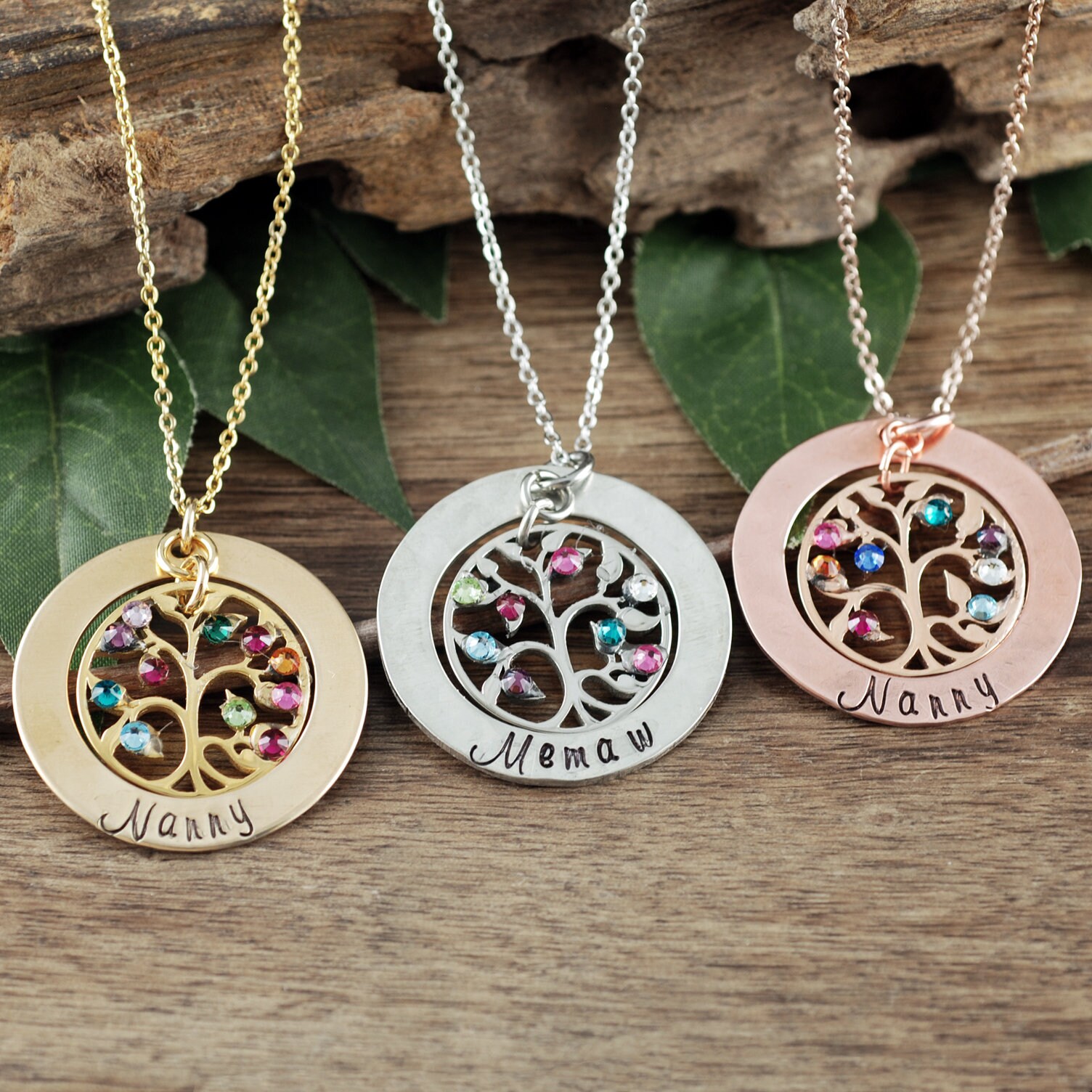Grandmother Family Tree Birthstone Necklace Tree Of Life Necklace For Grandmother Family Tree Birthstone Necklace Tree Of Life Necklace For