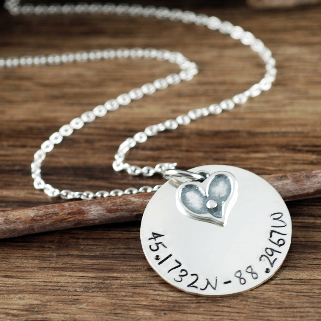 Custom Coordinate Necklace, Latitude Longitude Necklace, Location ...
