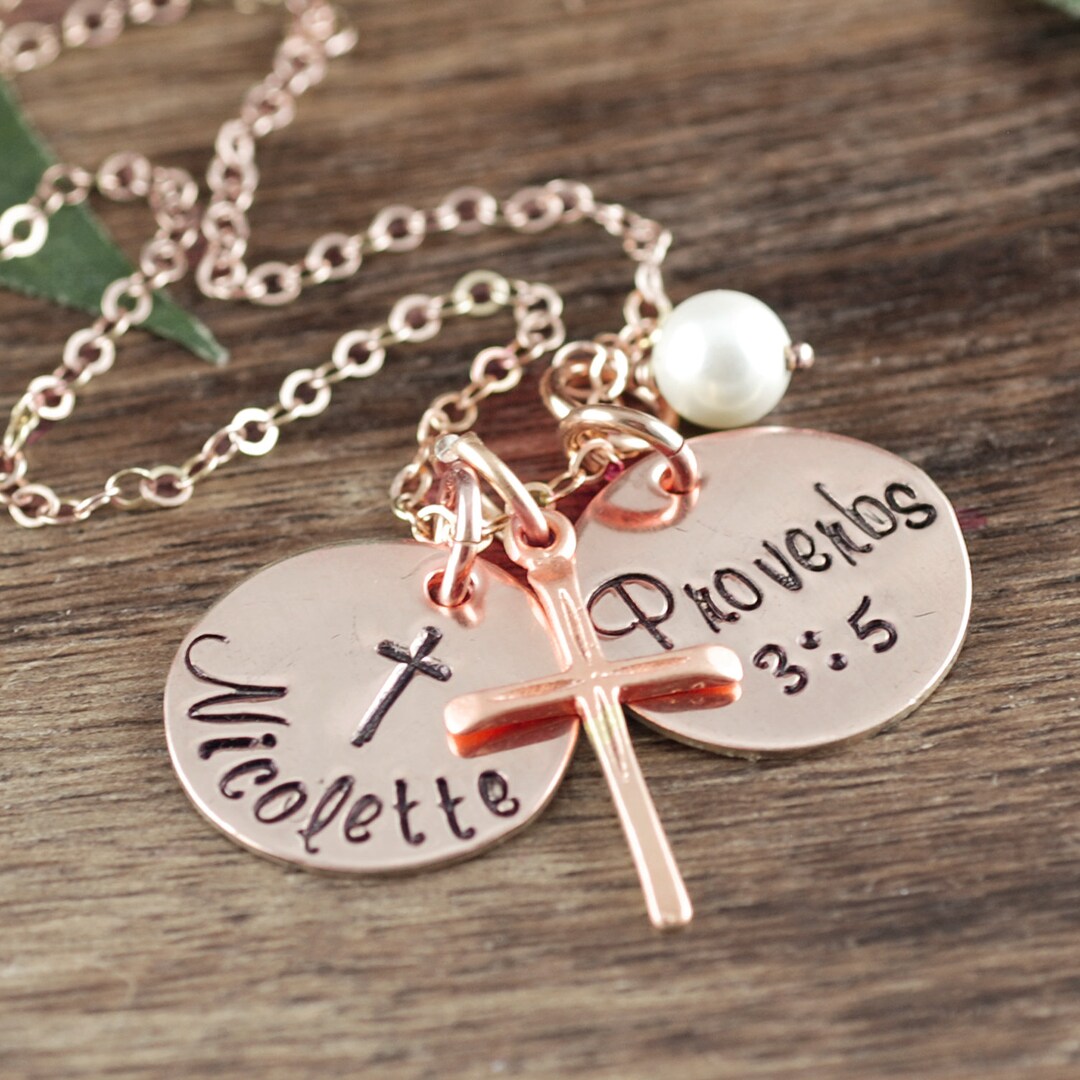 Rose Gold Personalized Communion Necklace, Confirmation Jewelry, Gift ...