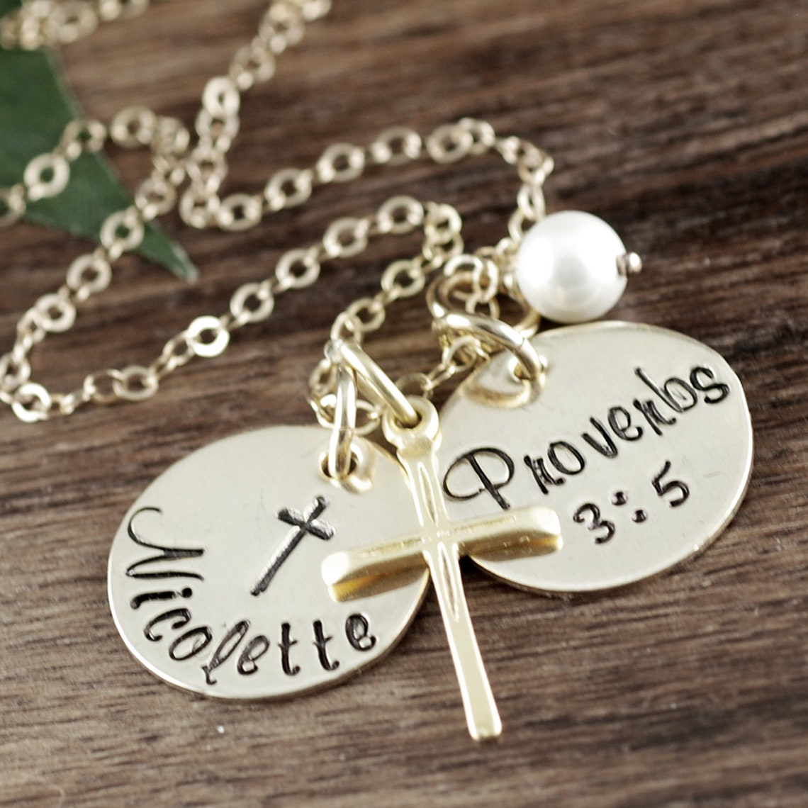 Gold Personalized Communion Necklace Confirmation Jewelry | Etsy