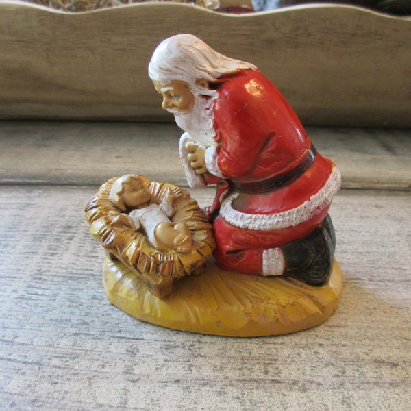 Kneeling Santa With Baby Jesus - Etsy