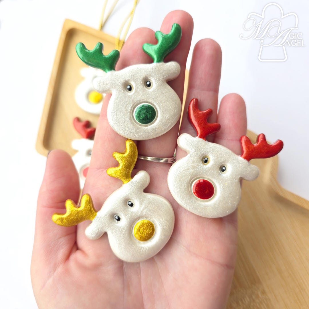 Cute Reindeer Christmas Ornament | Handmade Funny Rudolph Face Magnet ...
