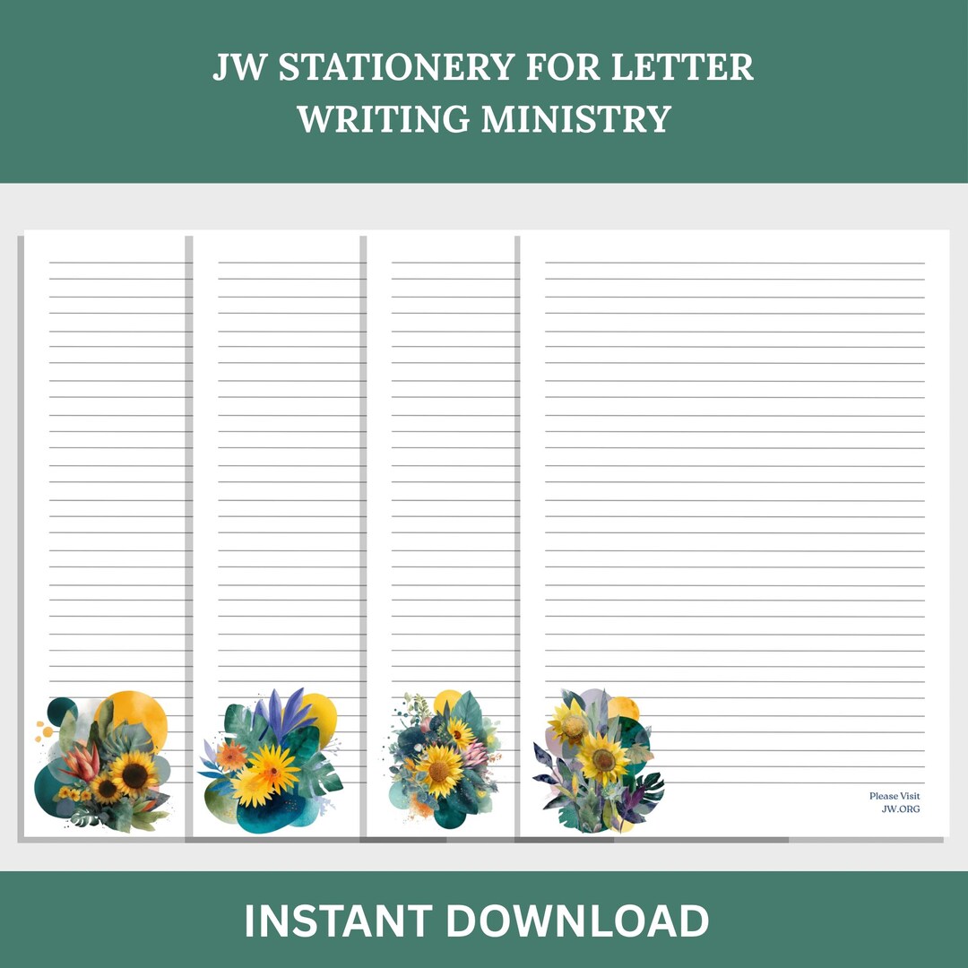 JW Printable Letter Writing Paper – Abstract Flowers Stationery ...