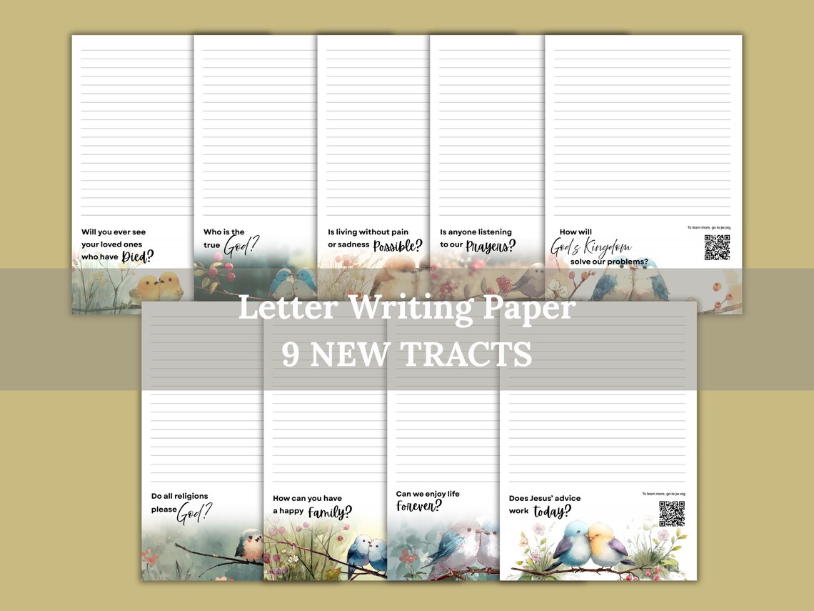 JW Letter Writing Paper — 9 New Tracts Design With QR Code — Printable ...