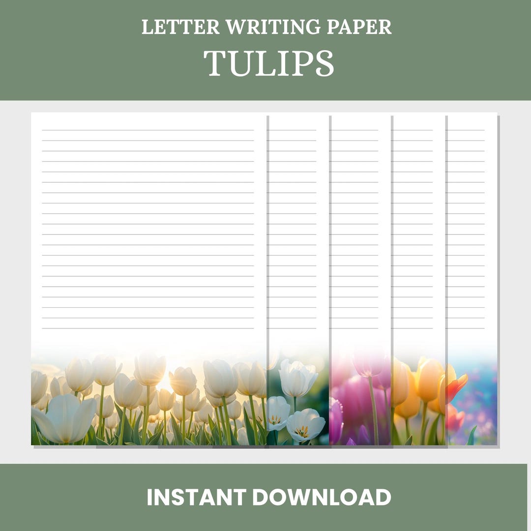 JW Tulips Letter Writing Paper – Printable Stationery | A4 & US Letter ...