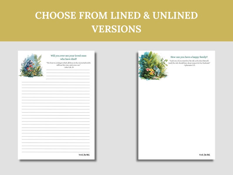 JW Letter Writing Paper – 9 Tract Designs, Printable Stationery (A4 ...