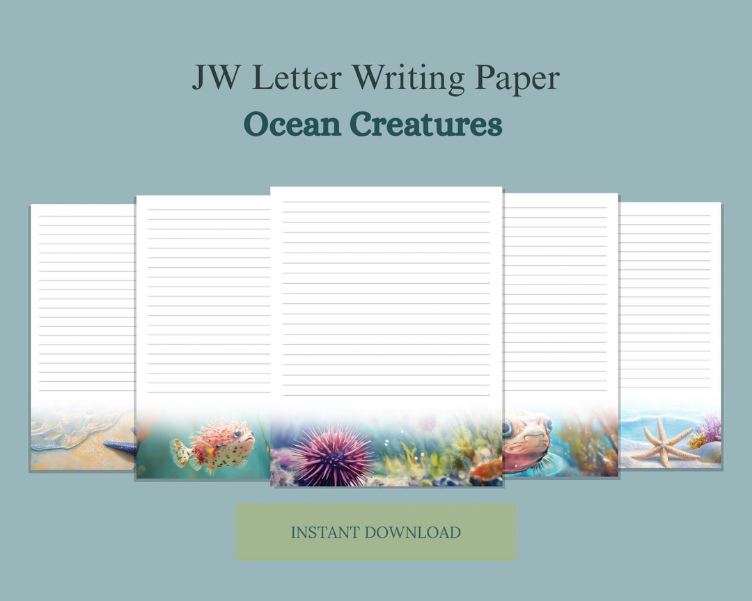 JW Letter Writing Paper – Ocean Creatures Theme | Printable Stationery ...