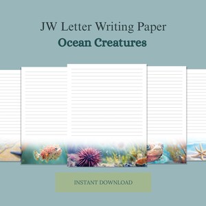 JW Letter Writing Paper – Ocean Creatures Theme | Printable Stationery ...