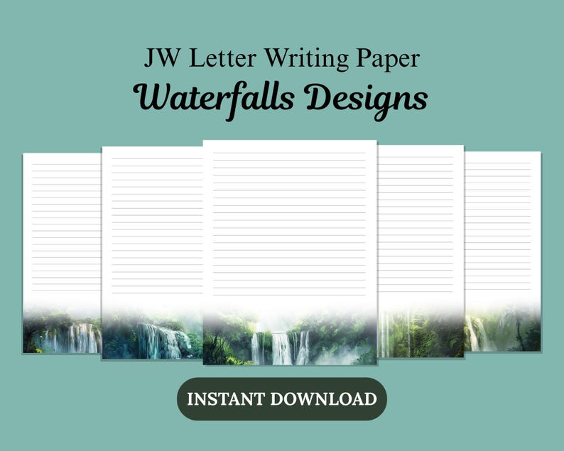 JW Letter Writing Paper – Waterfalls Design | A4 & US Letter | Ministry ...