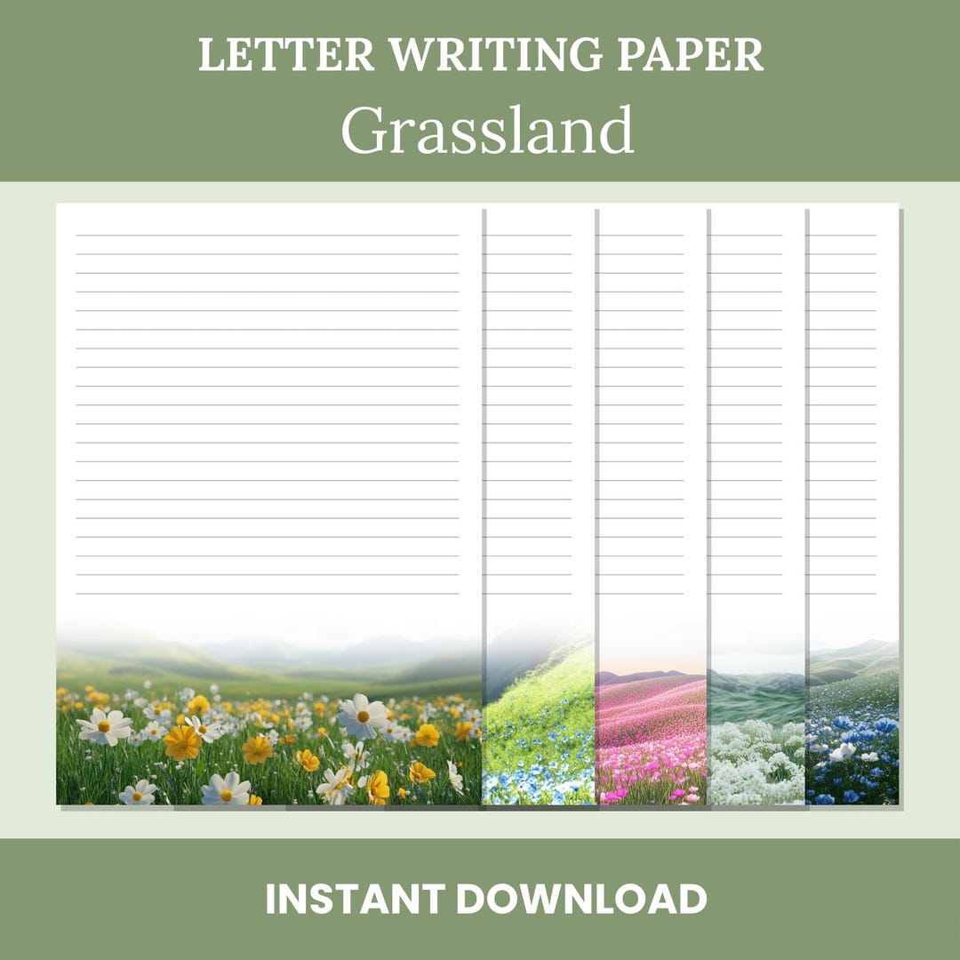 Grassland JW Letter Writing Paper – Printable Floral Stationery Set ...