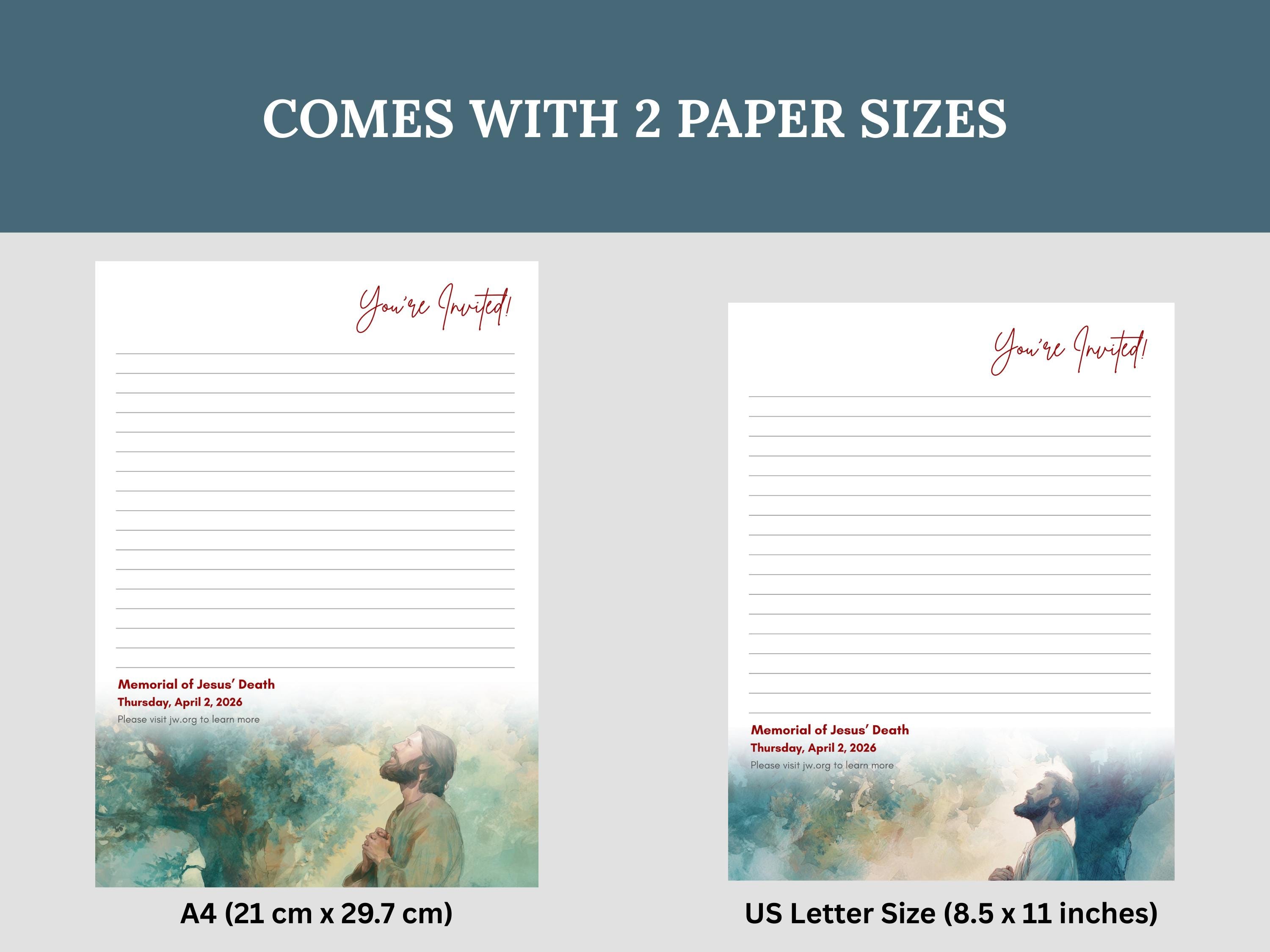 JW Memorial Letter Writing Paper — 2026 Memorial Invitation — Printable ...