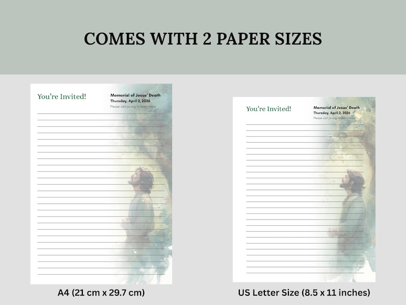 JW Memorial Letter Writing Paper — 2026 Memorial Invitation — Printable ...