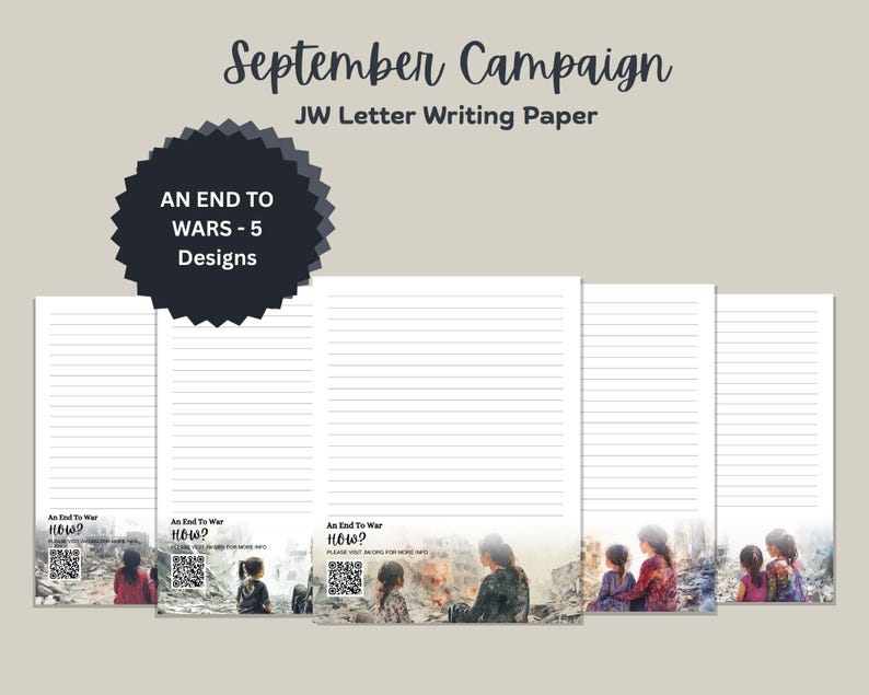 JW September Letter Writing – Stationery Paper – an End to War - How ...