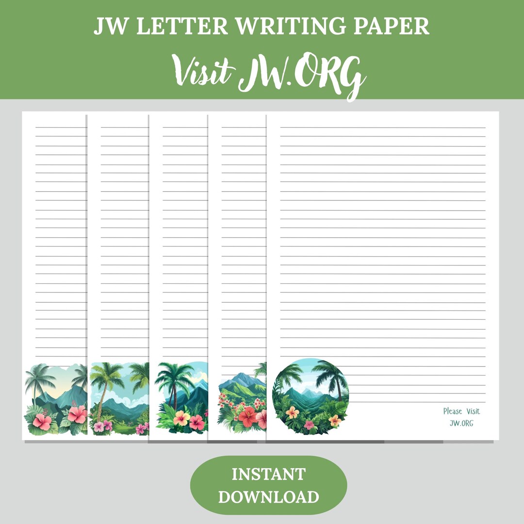 JW Printable Letter Writing Paper – Floral Mountains Stationery ...