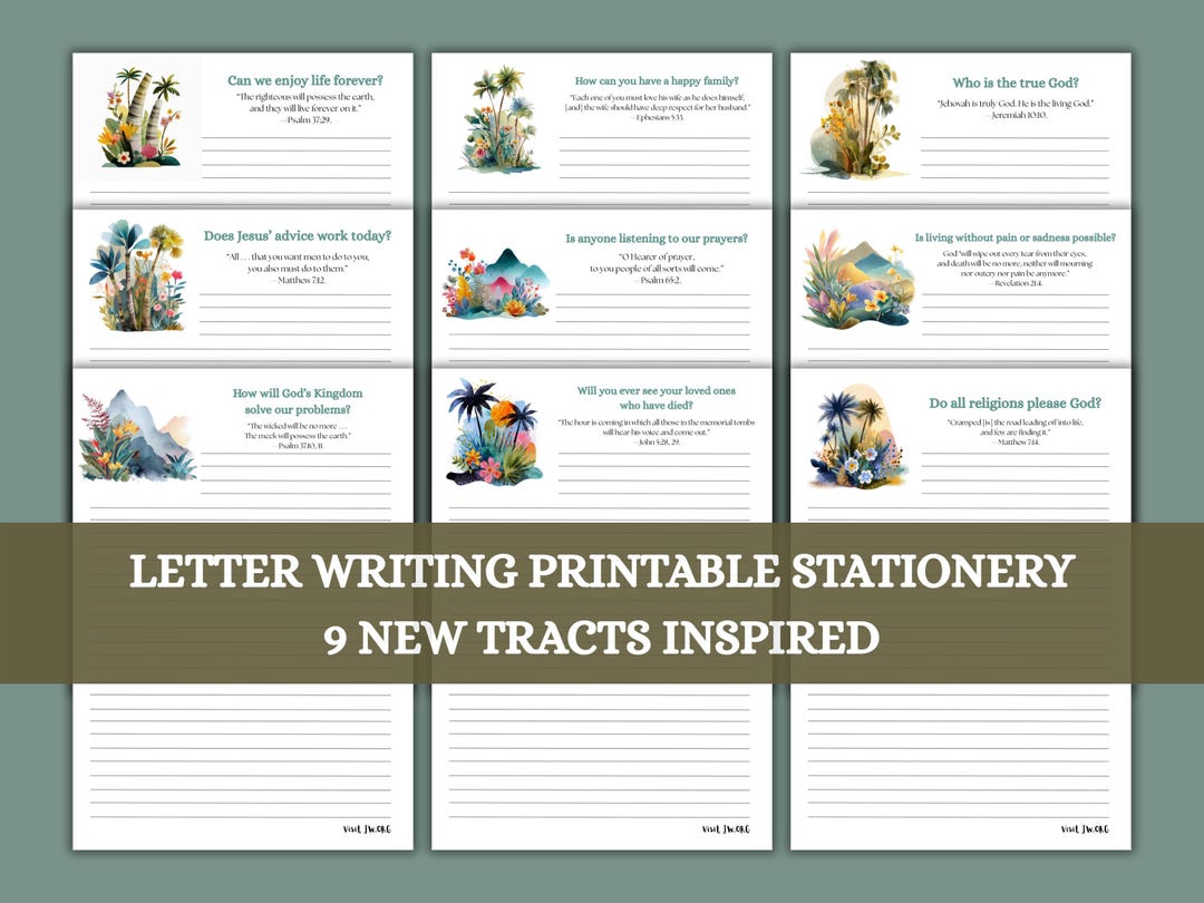 Bible Verse Letter Writing Paper – 9 Tract Designs (printable ...
