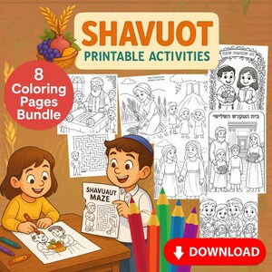 Shavuot Coloring Pages for Kids – 8 Printable Torah Activity Sheets ...