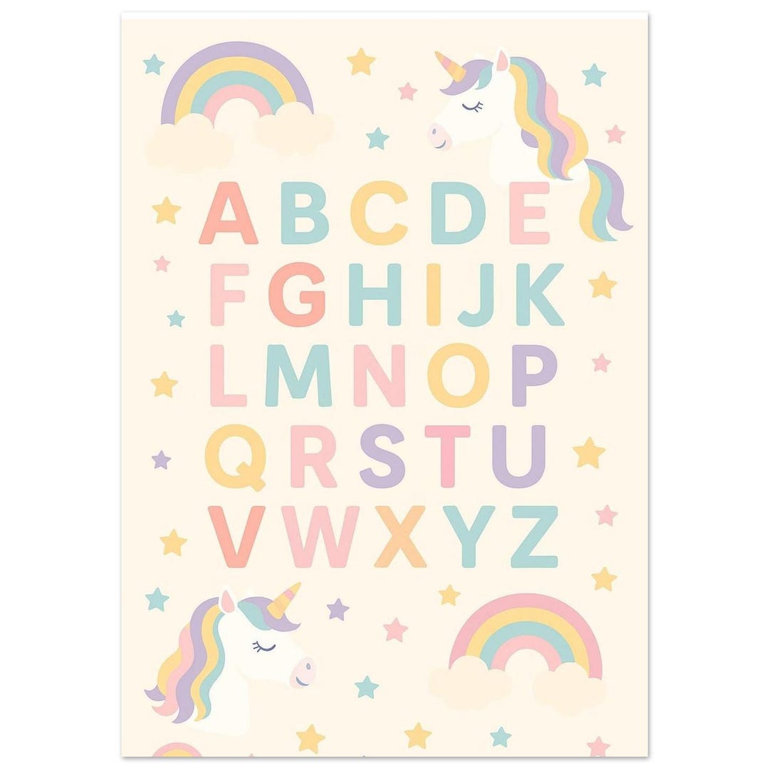Unicorn Alphabet Poster - Educational & Adorable Wall Art for Kids - Etsy