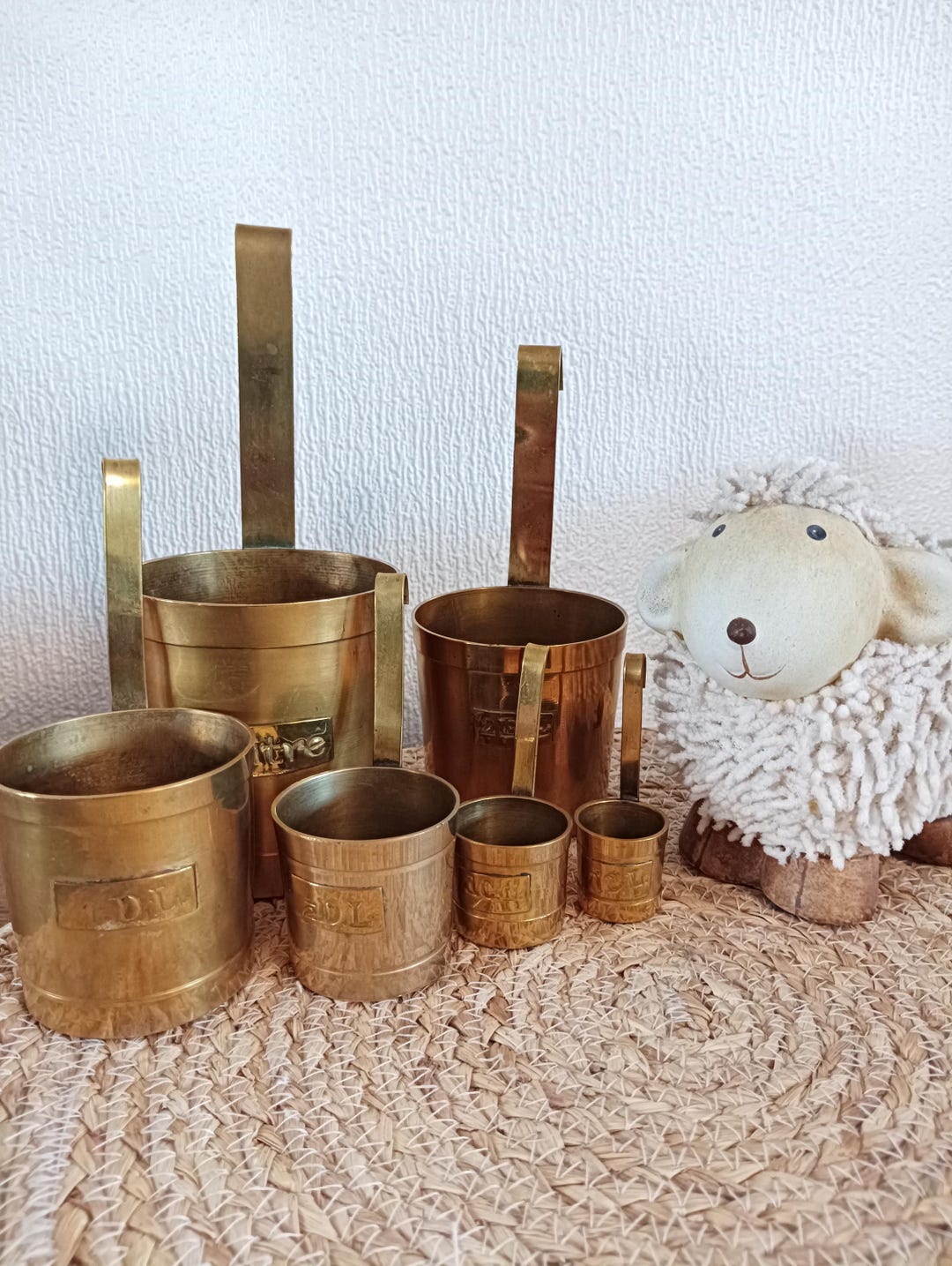 Vintage Brass Measuring Cups Set - Assorted Vintage Brass Ladles - Set ...