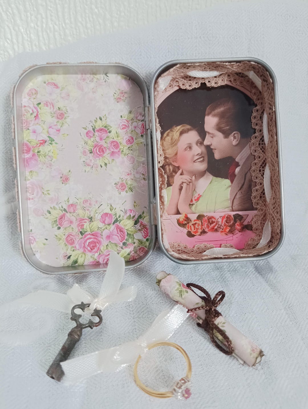 Boîte à Secrets Vintage Amour Toujours, Altered Tin Shabby Chic, Cadeau ...