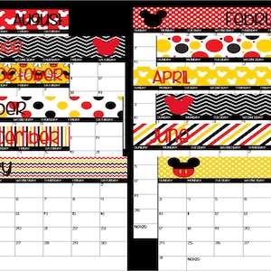Editable Mickey Mouse Disney Themed Calendar-instant Download | Etsy