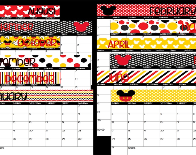 Editable Mickey Mouse Disney Themed Calendar-instant Download - Etsy