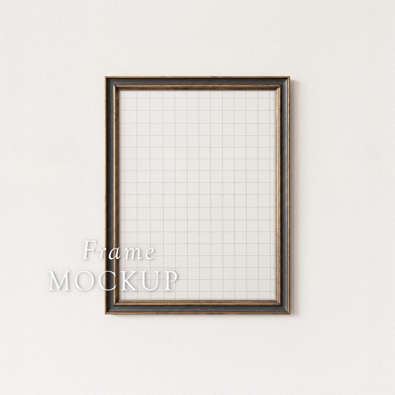 Vintage Wood Frame Mockup: 4x3 Vertical Poster Frame, PSD Smart Object ...