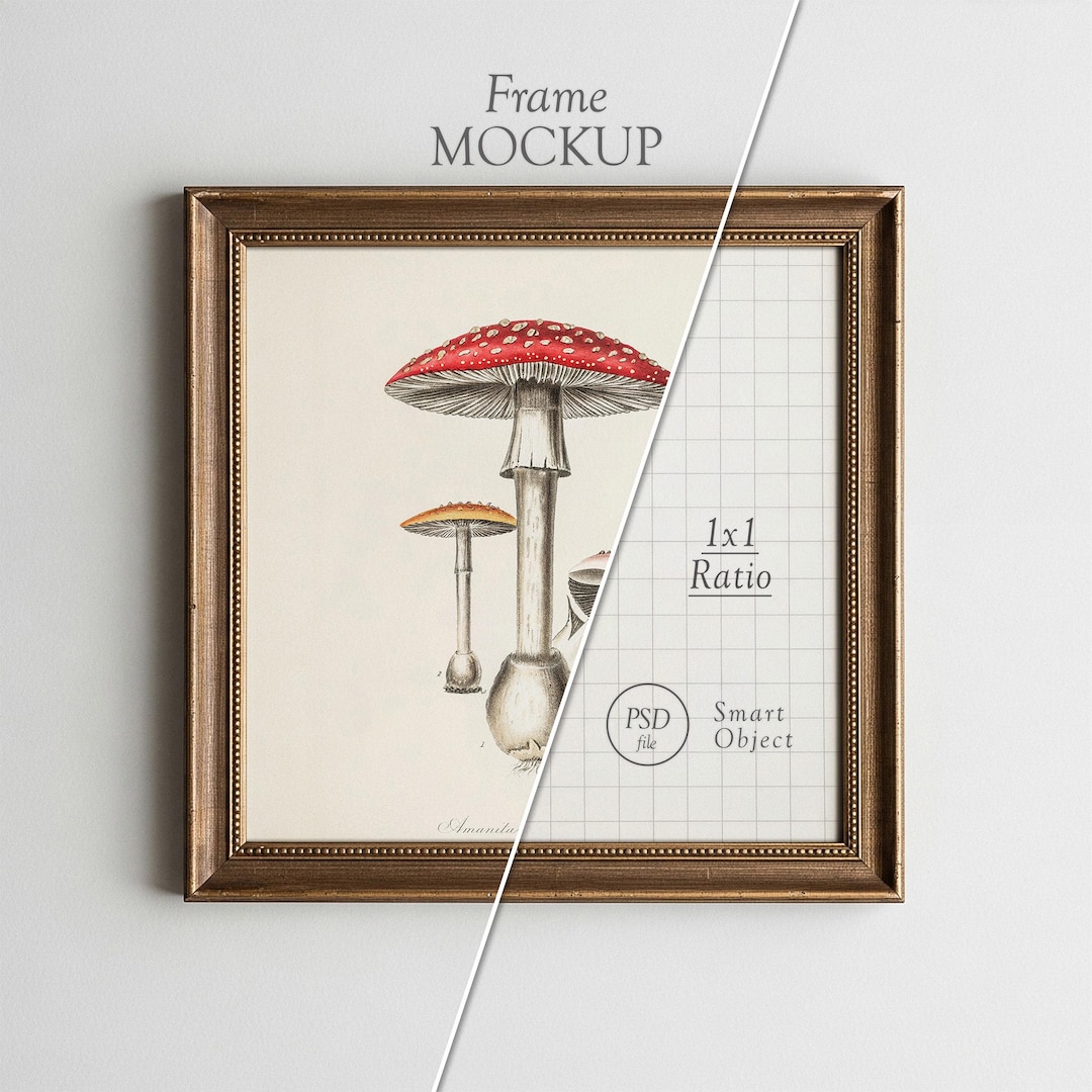 Vintage Square Frame Mockup: Aged Wood, Minimalist Style (PSD) - Etsy
