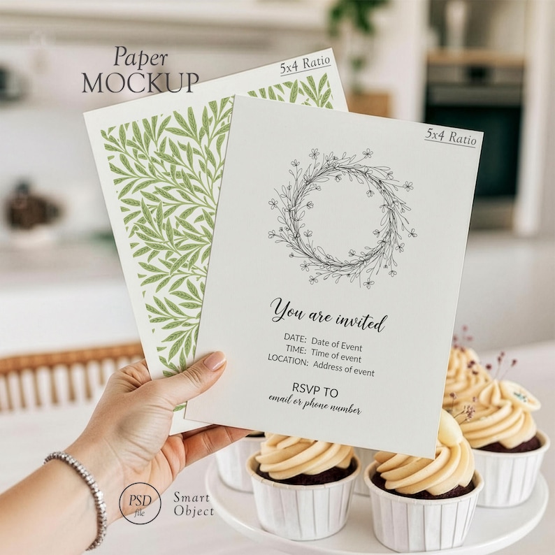 Realistic 5x4 Card Mockup: 2 Card Held in Hand, Realistic Invitation ...