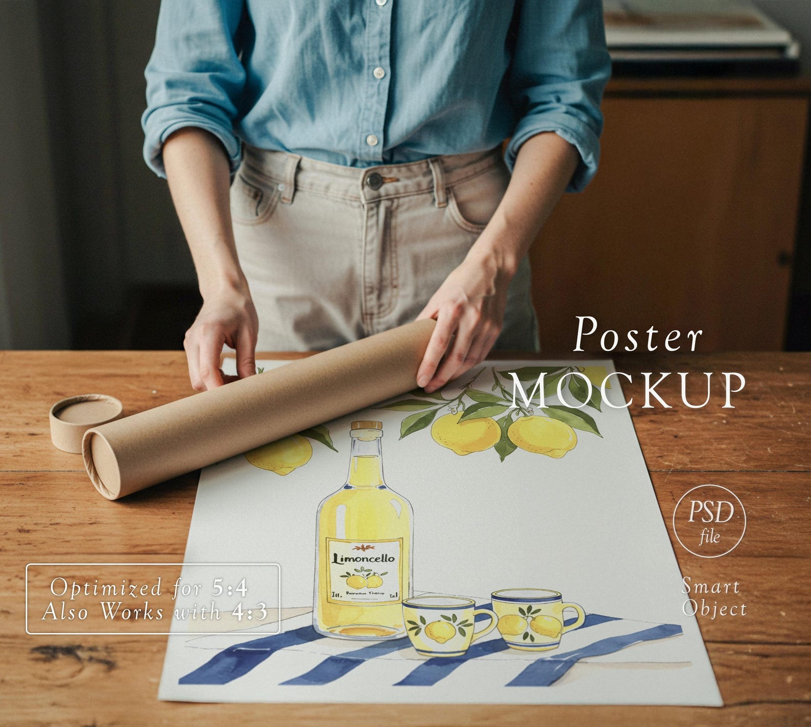 Realistic Paper With Tube Poster Mockup - Poster Paper With Hands - Psd ...