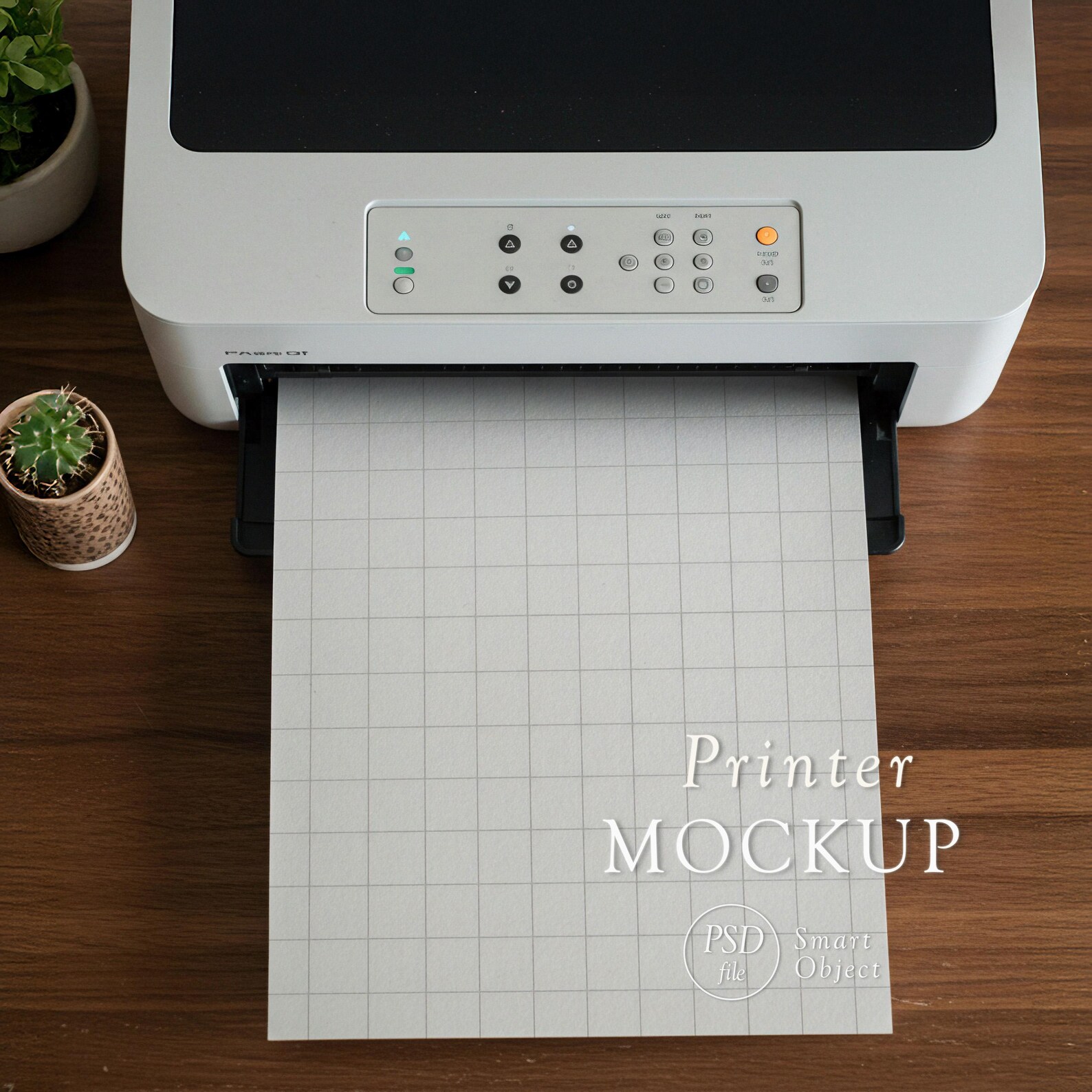 Realistic Printer Mockup: Top View Desktop Printer With A4 Paper, PSD ...