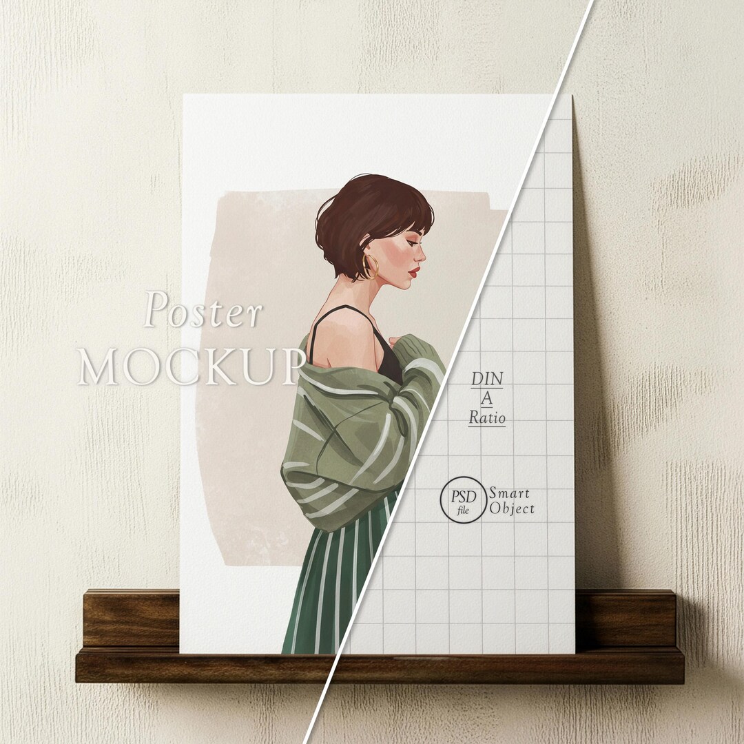 Vertical Poster Mockup on Shelf: Realistic ISO A Size Paper, PSD Smart ...